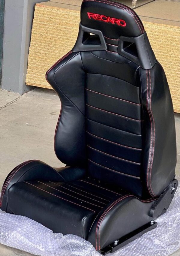 RECARO STYLE LEATHER SEATS WITH RED STITCH – FRONT - Bodykitbae
